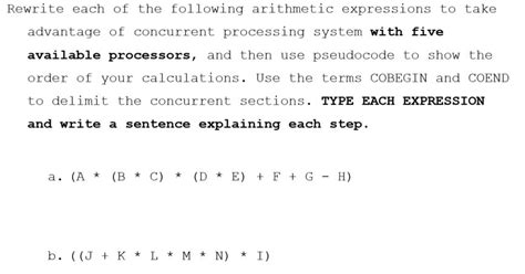 solved rewrite each of the following arithmetic expressions