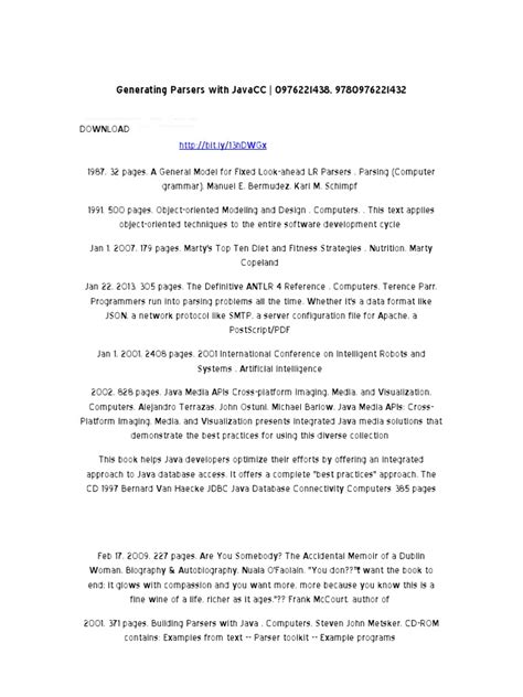 Generating Parsers With Javacc Pdf Eclipse Software Parsing