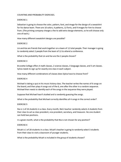 Counting And Probability Exercises Pdf