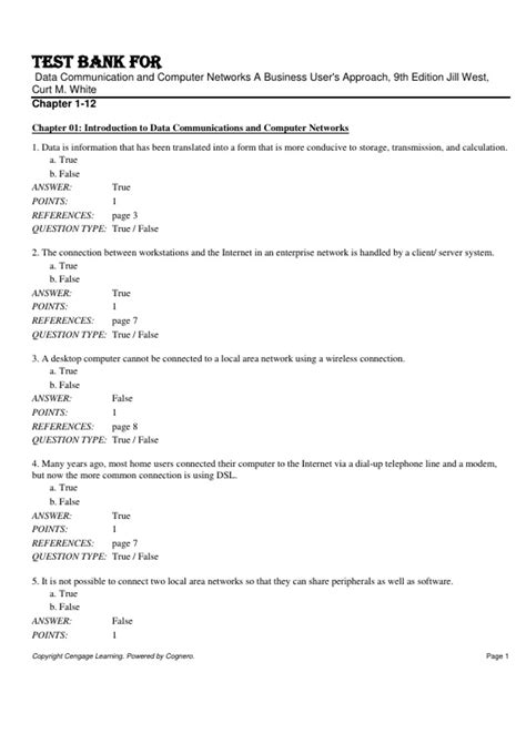 Test Bank For Data Communication And Computer Networks A Business User