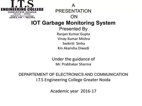 iot based garbage monitoring system pptx technology and computing