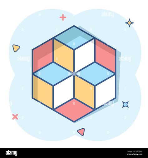 Vector Cartoon Blockchain Technology Icon In Comic Style Cryptography Cube Block Concept