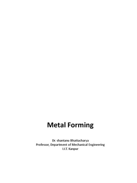 Lecture Notes Metal Forming Pdf Pdf Yield Engineering Deformation Engineering