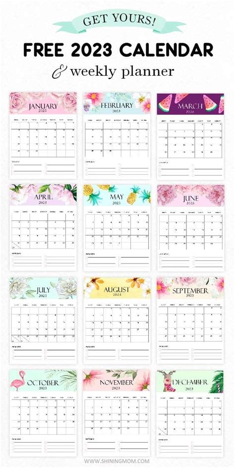 Calendar Printable Cute Free Yearly Calendar Templates