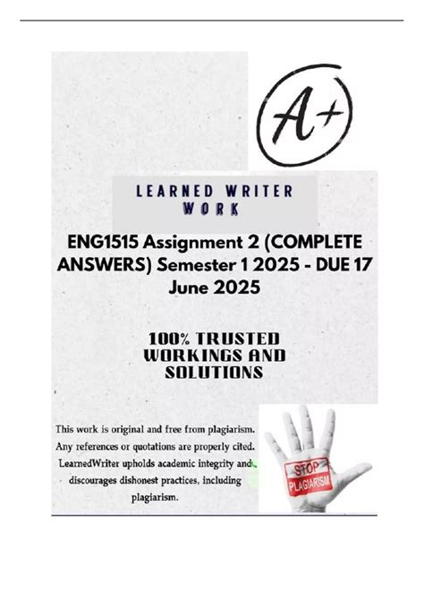 Eng1515 Assignment 2 Complete Answers Semester 1 2025 Due 17 June