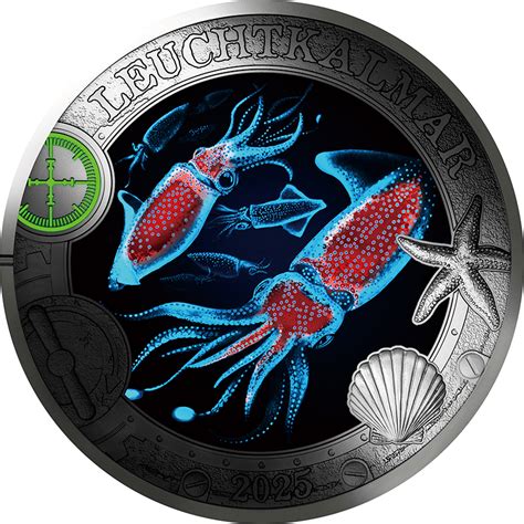 オーストリア 2025年 光る海洋生物シリーズ ホタルイカ 3ユーロカラー白銅貨 未使用 オンラインショップ 泰星コイン株式会社