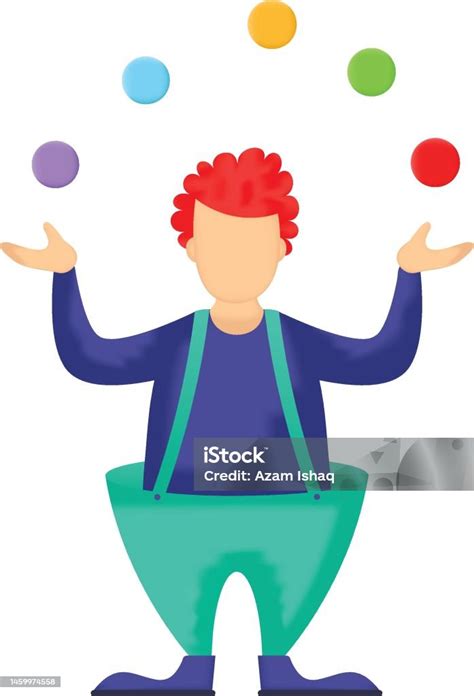 볼 셔플 성능 벡터 아이콘 디자인 서커스 캐릭터 기호 카니발 연기자 기호 축제 극단 스톡 일러스트 레이션 헐렁한 바지를 입고 공