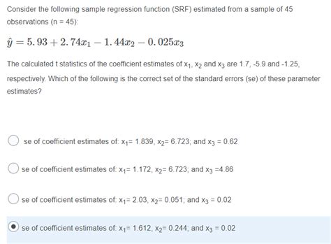 solved consider the following sample regression function