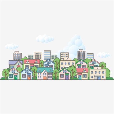 Hand Drawn Cartoon City Buildings In High Png And Psd