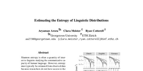 Estimating The Entropy Of Linguistic Distributions Acl Anthology