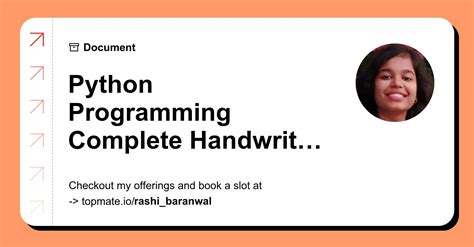 Python Programming Complete Handwritten Notes With Rashi Baranwal