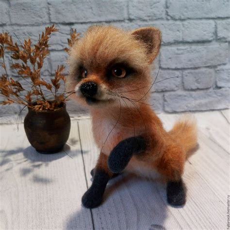 Купить Лисенок Нильс Игрушка из шерсти оранжевый лисенок лисичка лиса игрушка ручной