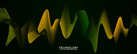 3d Green Yellow Techno Abstract Background Overlap Layer On Dark Space With Glowing Waves