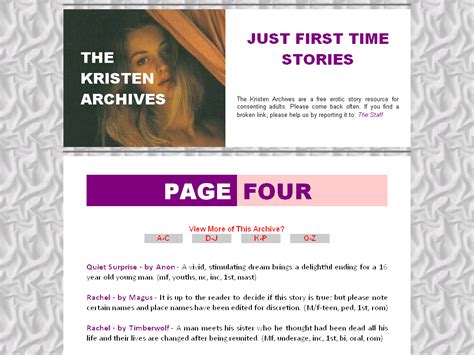 The Kristen Archives Just First Time Stories