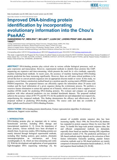Pdf Improved Dna Binding Protein Identification By Incorporating Evolutionary Information Into