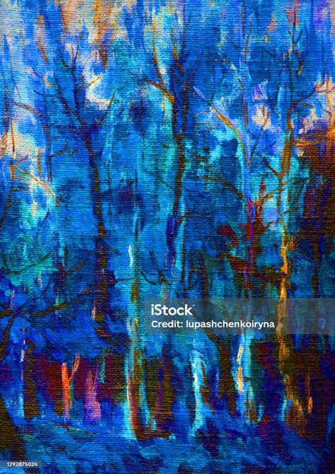 바람이 부는 날씨에 회색 겨울 하늘과 잔디에 대한 공원에서 그림 유화 풍경 겨울 나무 감기와 독감에 대한 스톡 벡터 아트 및