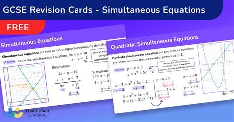 [free] Gcse Revision Cards Simultaneous Equations