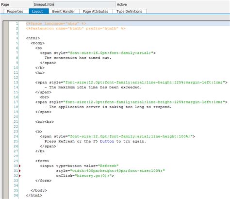 custom timeout page for web dynpro applications sap community