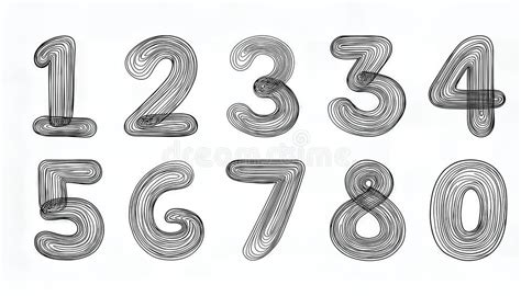 Line Art Illustration Of Numbers In Continuous Line Drawing Style