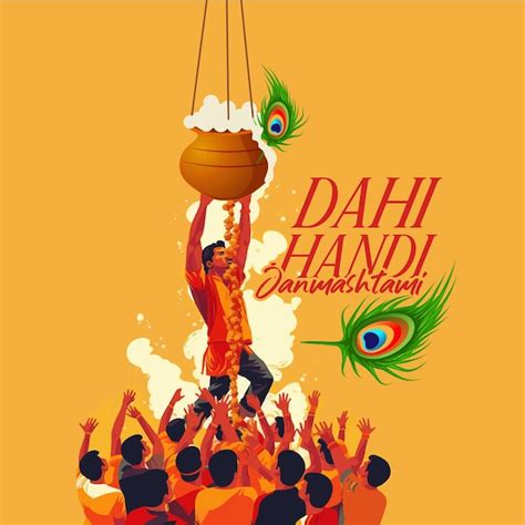 Premium Vector Vector Illustration Of Dahi Handi An Event Celebration Scene On Janmashtami