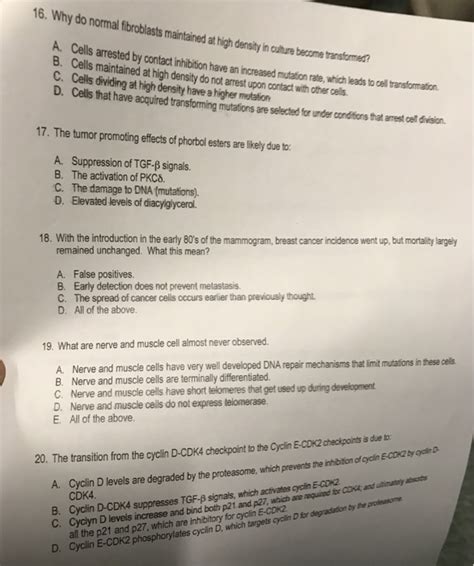 Solved 6 Why Do Normal Fibroblasts Maintained At High