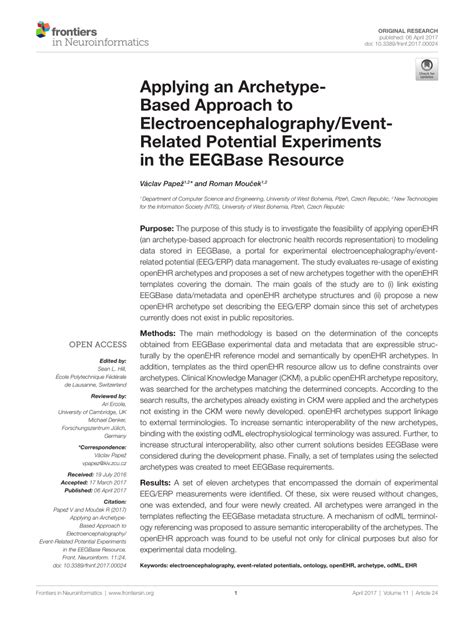 Pdf Applying An Archetype Based Approach To Electroencephalographyevent Related Potential