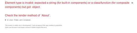 Element Type Is Invalid Expected A String For Built In Components Or