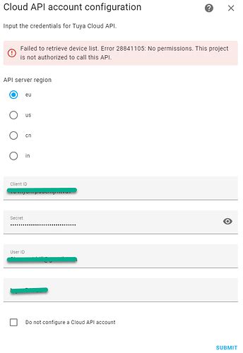Error 28841105 No Permissions On Local Tuya Configuration Home Assistant Community