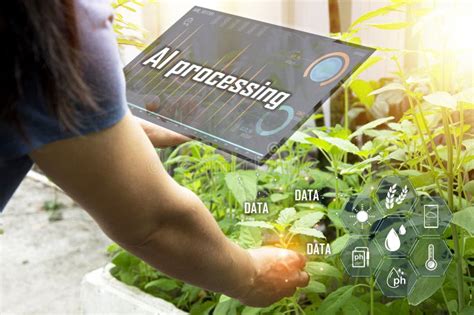 The Concept Of Using Ai And Smart Farming Stock Image Image Of