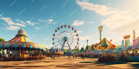 Premium Photo Vibrant Carnival Atmosphere With Ferris Wheel And Carousel Easily Discoverable