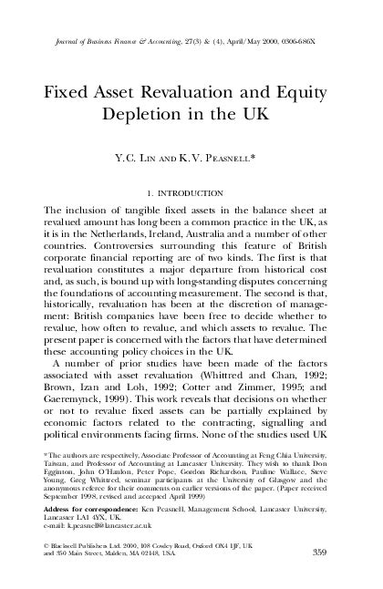 Pdf Fixed Asset Revaluation And Equity Depletion In The Uk