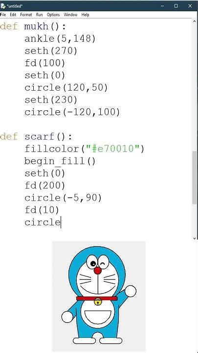 Draw Doraemon Using🐍python Turtle 🐢💖subscribe💖 Short Video Python Programming Turtle Shorts