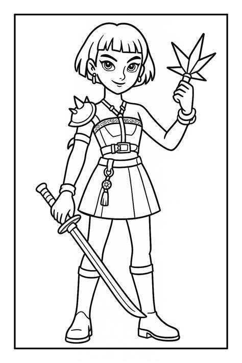 Free Zoey Cute Pose Coloring Pages Kpop Demon Hunters Printable