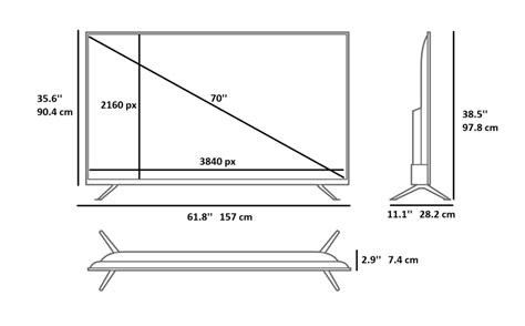 70 Inch Tv Dimensions Display Depth