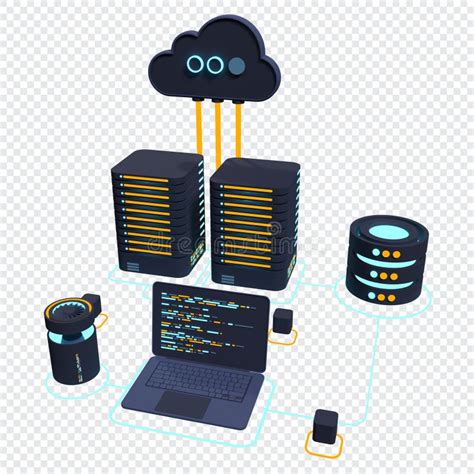 Cloud Technology Computing Concept Modern Cloud Technology Data Center Isometric Concept 3d