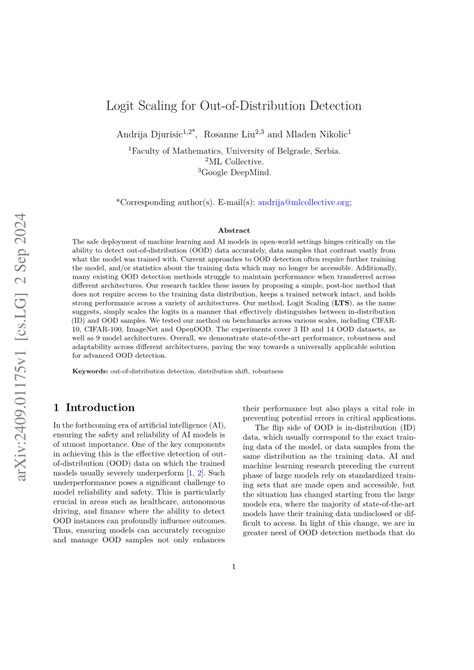 Pdf Logit Scaling For Out Of Distribution Detection