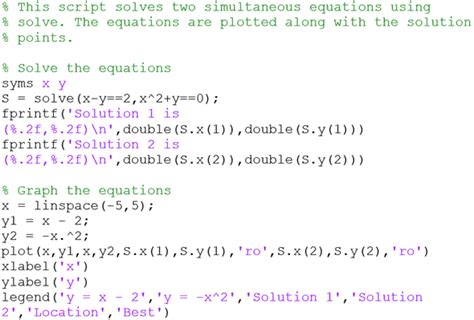 How To Solve Simultaneous Equations Matlab Tessshebaylo