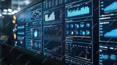 A Data Analytics Dashboard Displayed On A Large Digital Screen Showing
