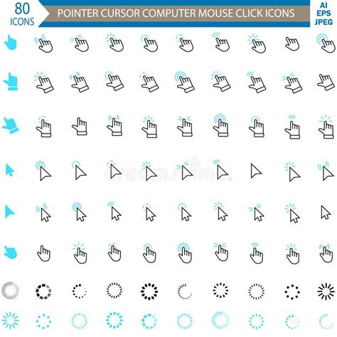 Pointer Cursor Computer Mouse Click Arrow Icons Vector Illustrator Set