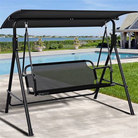 Dextrus Alloy Steel Hanging Chair Porch Swings With Adjustable Canopy
