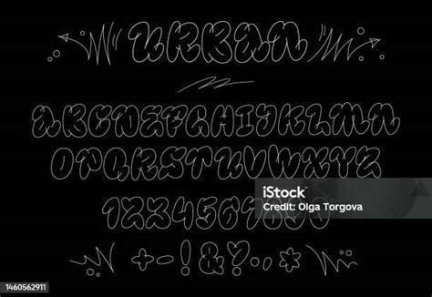 Alfabet Gaya Gelembung Grafiti Yang Digambar Tangan Desain Tipografi Jadul Trendi Yang