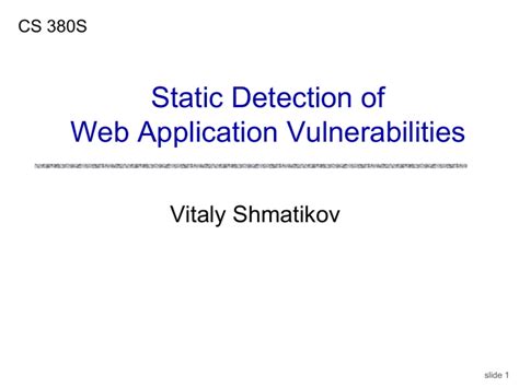 static detection of web application vulnerabilities