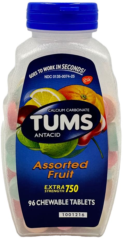 Tums Antacid Assorted Fruits 96 Chewable Tablets