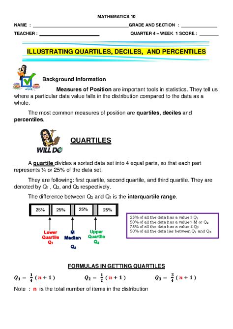 Q4 Week 1 Illustrating Quartiles Deciles And Percentiles