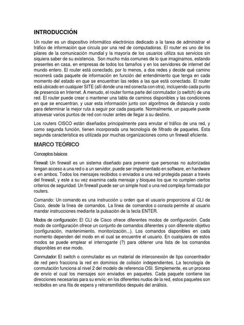 Comandos De Cisco Pdf Enrutador Computación Cortafuegos Informática
