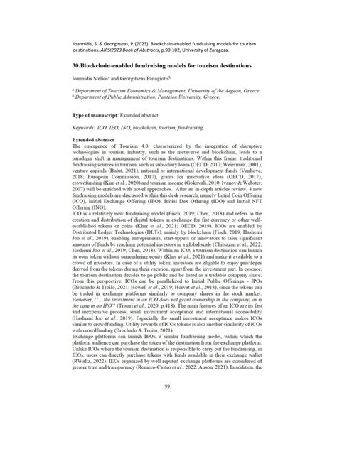 Pdf Blockchain Enabled Fundraising Models For Tourism Destinations