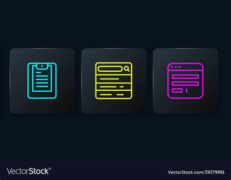 Set Line Server Data Report Browser Window Vector Image