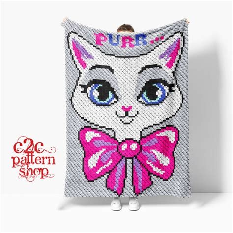 C2c Cat Crochet Pattern Cat Afghan C2c Cat Graph Etsy