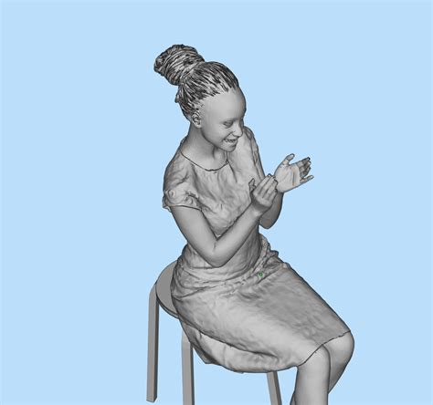 👏 Seated Lady With Bun And Short Skirt Clapping Character Scene Model