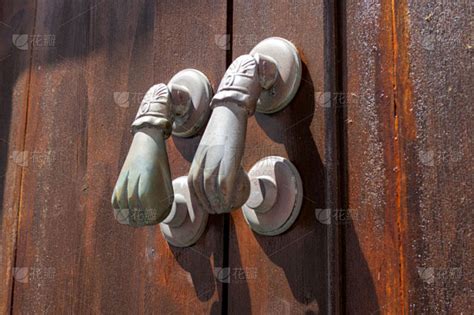 古老的 门 门插销 安达卢西亚 西班牙 平衡折角灯 白色 褐色 蓝色 金属